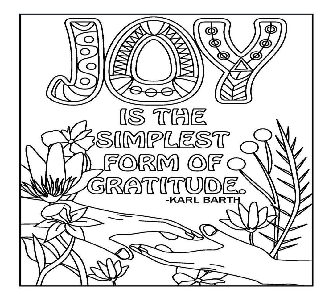 Joy, Coloring Pages for Adults, 1 Printable Coloring Page, Instant ...