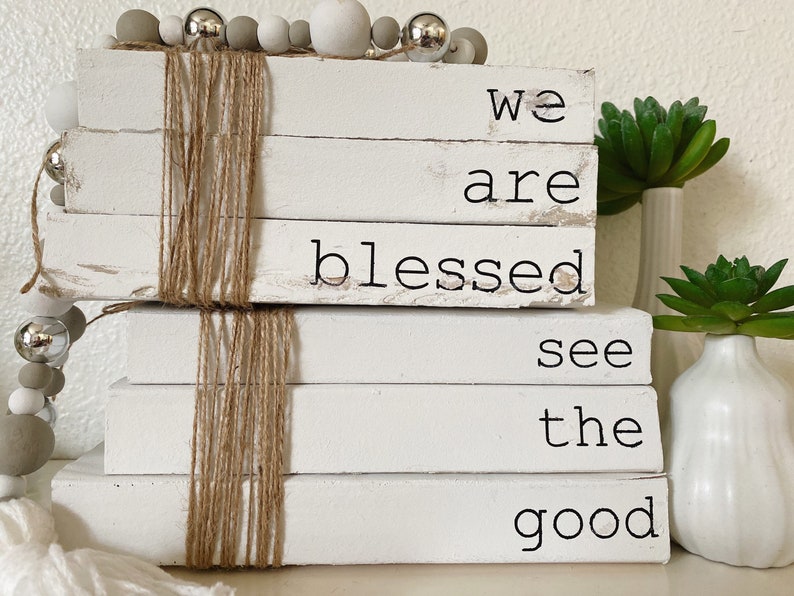 Custom Stacked Books Book Decor Stamped Book Bundle Hand | Etsy