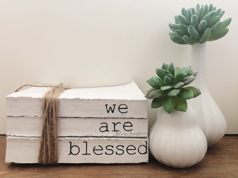 Custom Stacked Books Book Decor Stamped Book Bundle Hand | Etsy