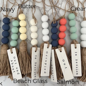 Occupied Bathroom Door Sign | Do Not Disturb Wood Bead Tassel Clay Tag ...
