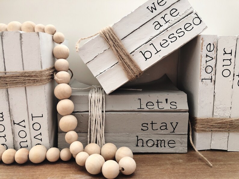 Custom Stacked Books Book Decor Stamped Book Bundle Hand - Etsy Israel