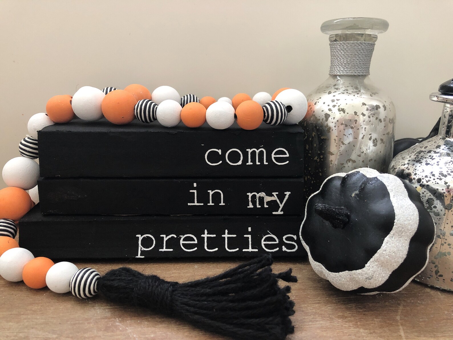 Halloween Garland With Black Stripes and Tassel | Fall Garland | Tiered ...
