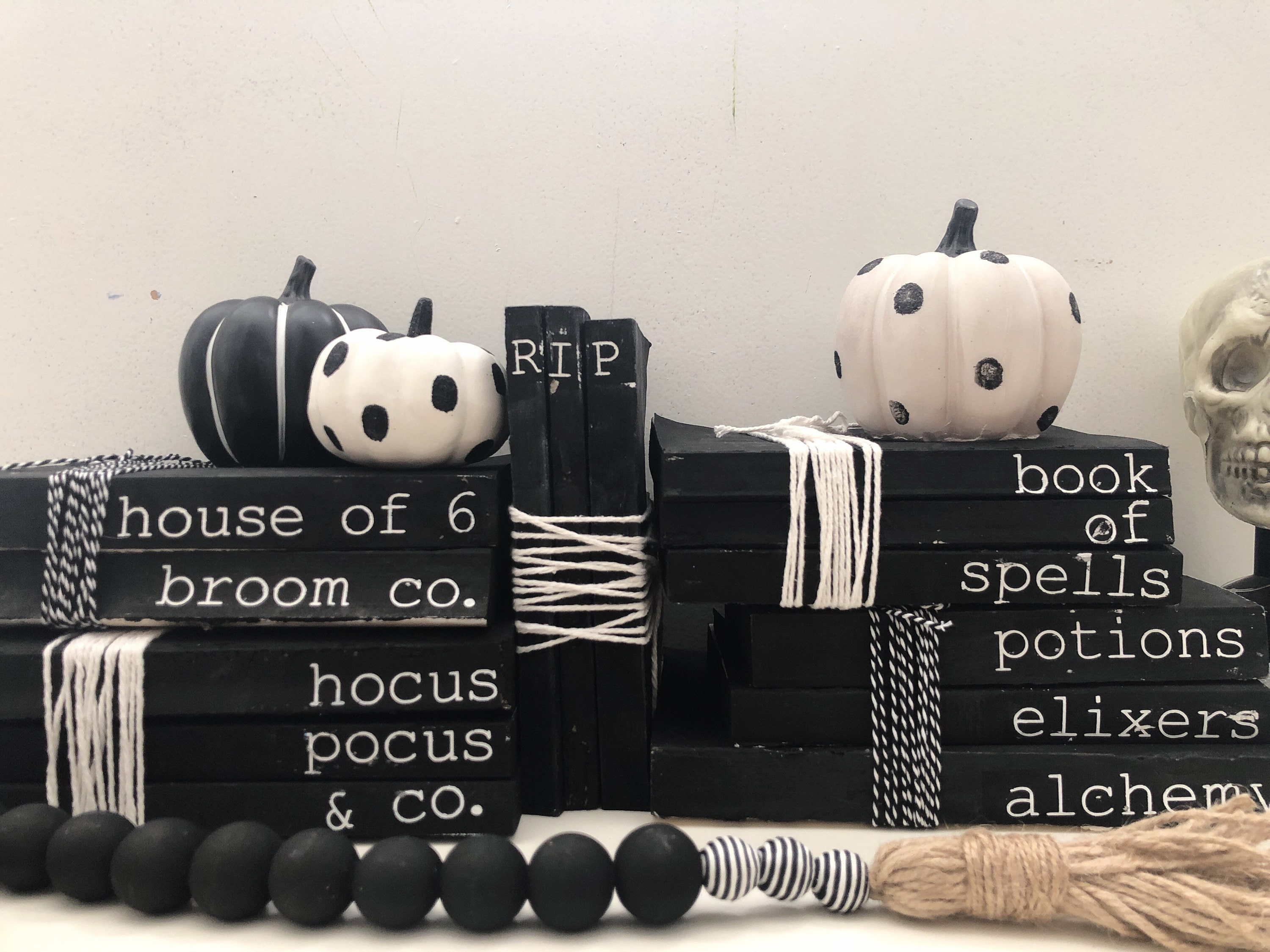 Halloween Decor Stacked Books Modern Decorative Book Stack | Etsy