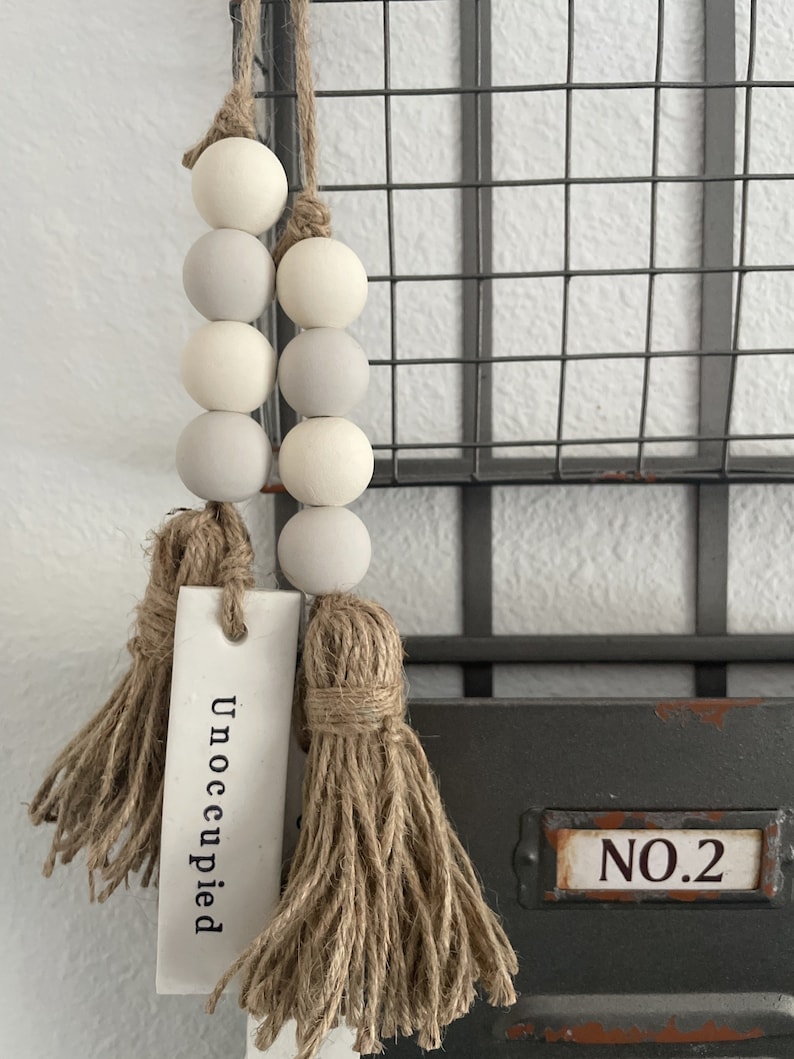 Occupied Bathroom Door Sign Do Not Disturb Wood Bead Tassel - Etsy