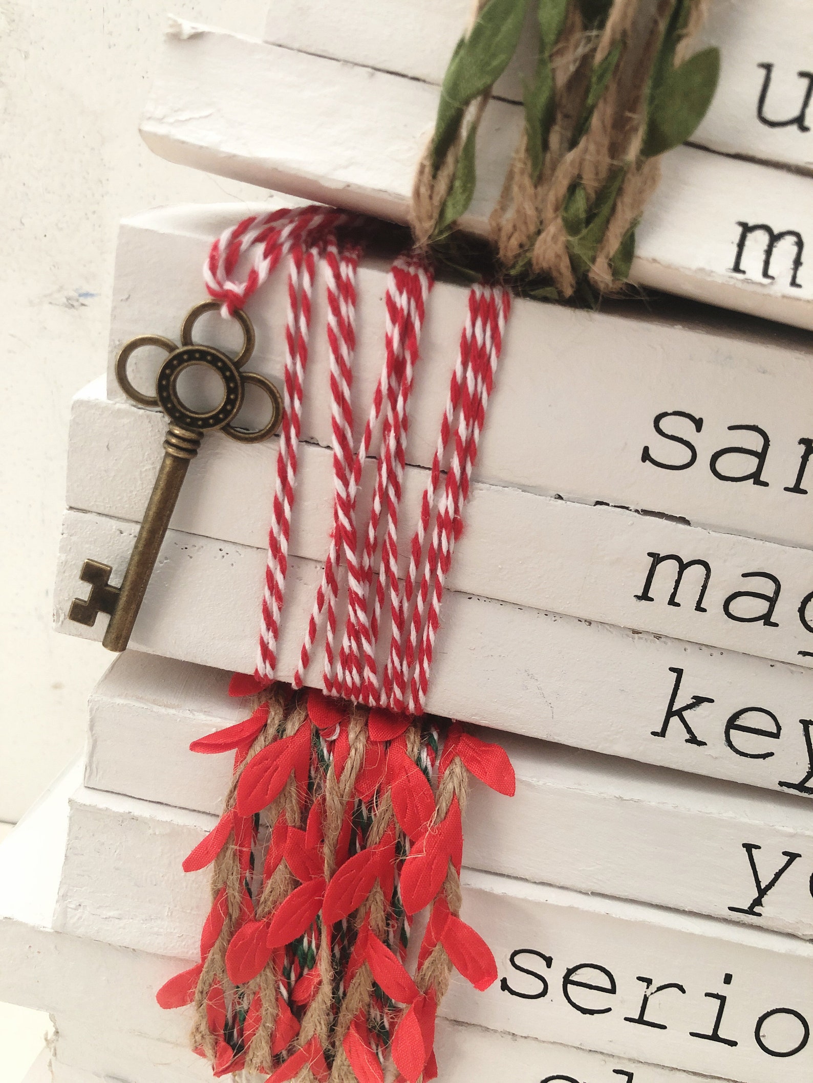 Christmas Decor Stacked Books Book Stack Hand Painted - Etsy