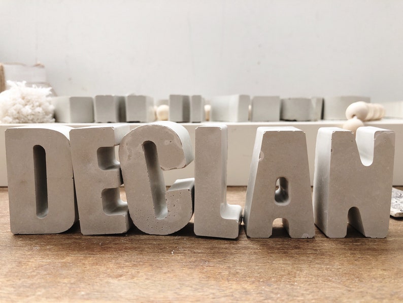 Painted Concrete Letters Cement Decor Hygge Home Decor - Etsy