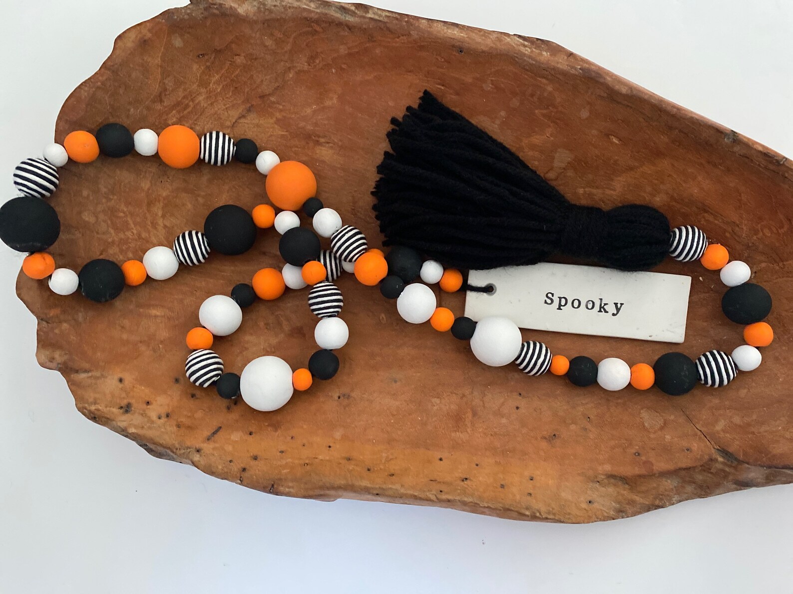 Halloween Garland With Black Stripes and Tassel | Fall Garland | Tiered ...