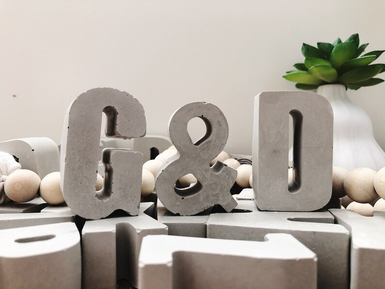 Painted Concrete Letters Cement Decor Hygge Home Decor - Etsy