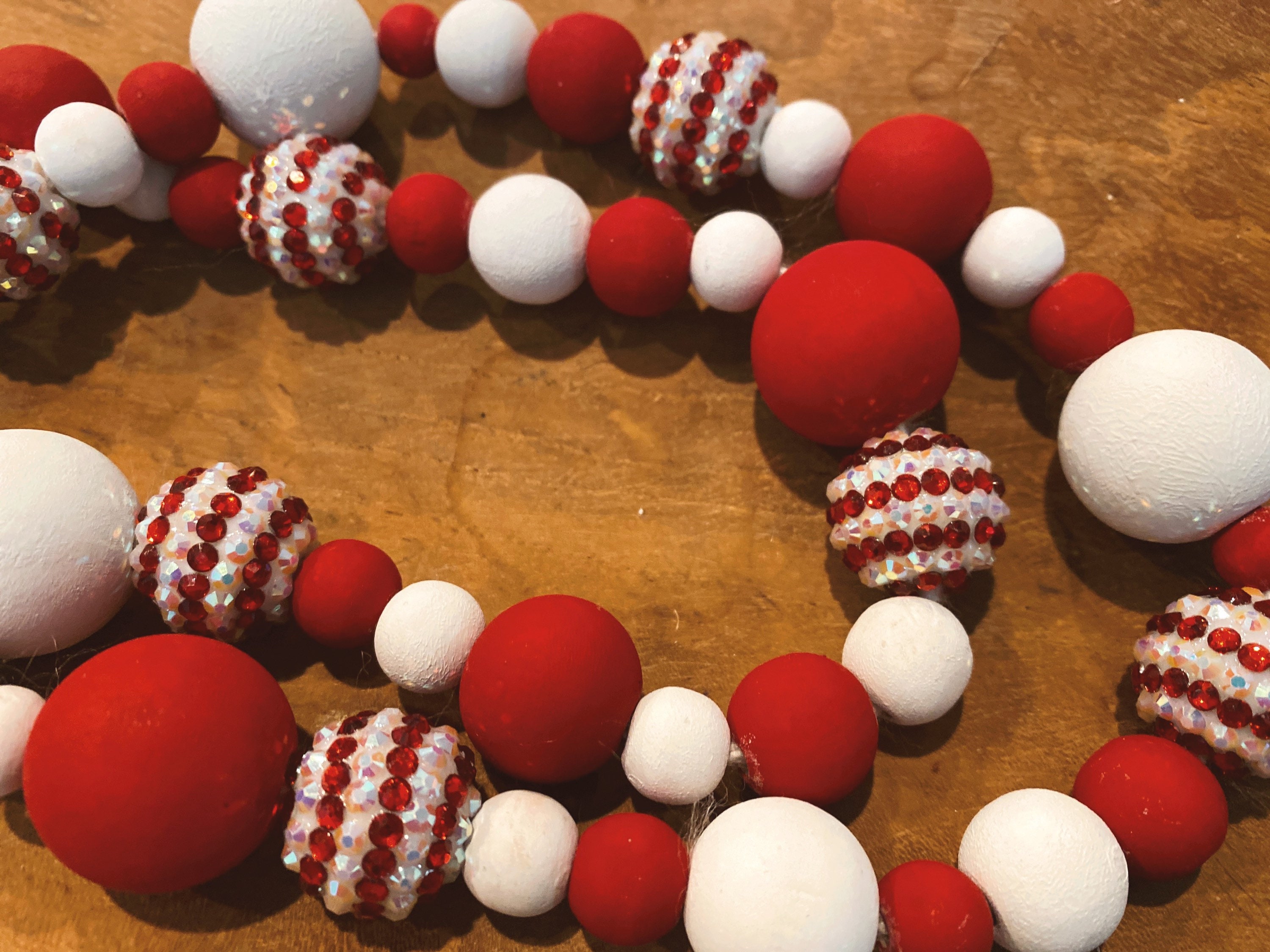 Red White Garland Rhinestone Beads Christmas Decor - Etsy