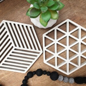Geometric Natural Concrete Coasters | Hexagon Coaster Set | Modern ...