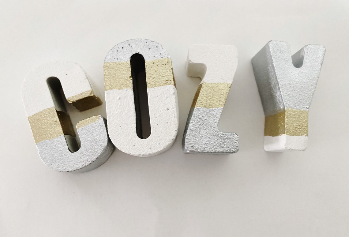 Painted Concrete Letters Cement Decor Hygge Home Decor - Etsy
