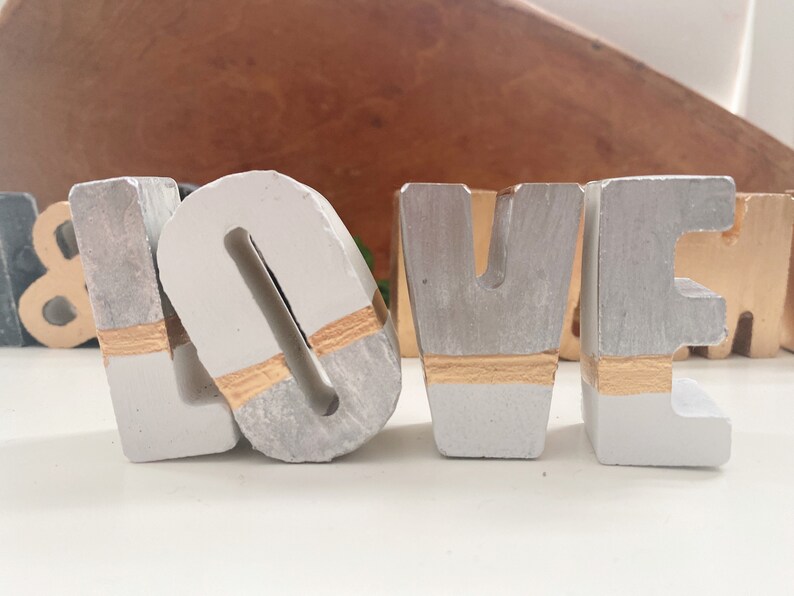 Painted Concrete Letters Cement Decor Hygge Home Decor - Etsy