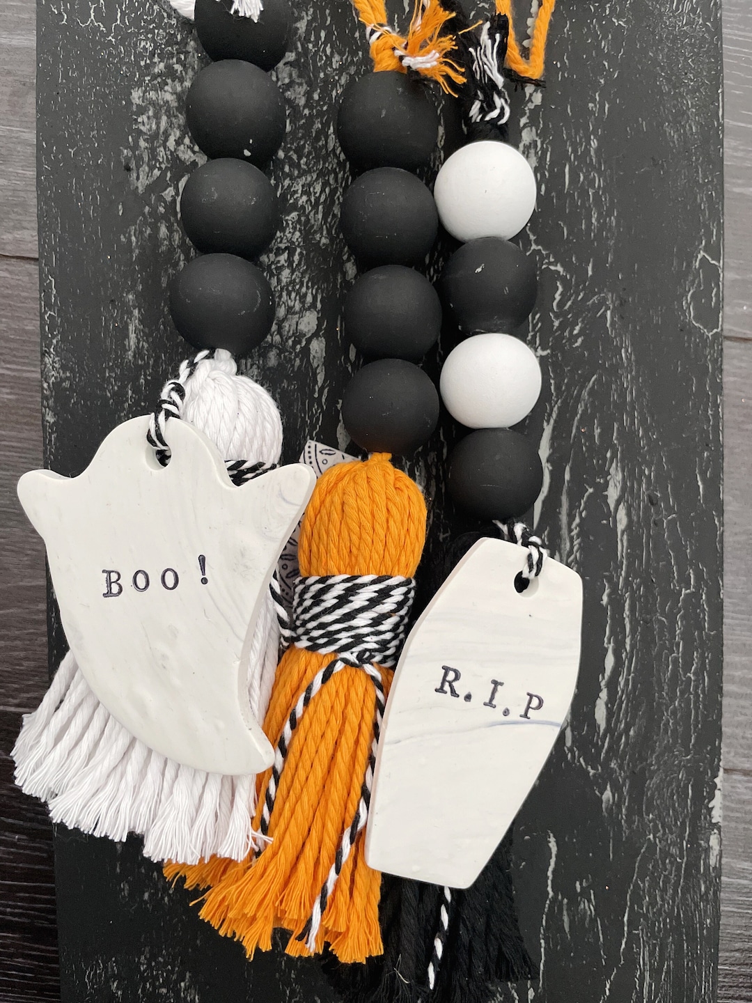 Halloween Door Sign | R.I.P Ghost Personalized Clay Tag | Hotel Boho ...