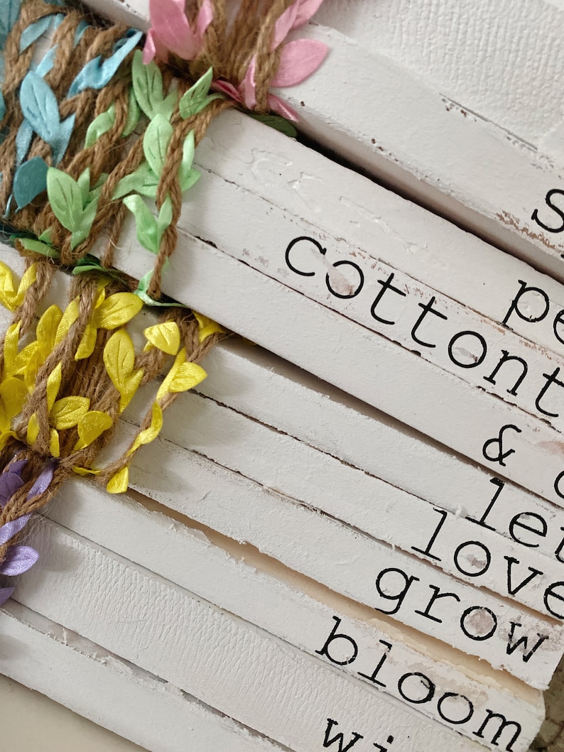 Easter Book Stack Custom Spring Stamped Books Decor Easter | Etsy