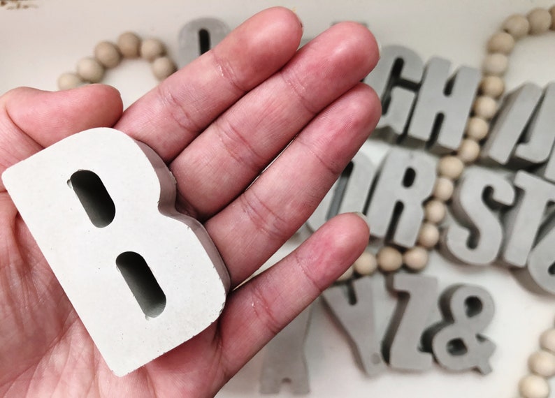 Painted Concrete Letters Cement Decor Hygge Home Decor | Etsy