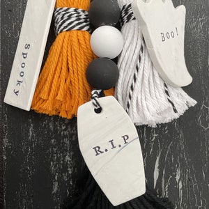 Halloween Door Sign | R.I.P Ghost Personalized Clay Tag | Hotel Boho ...