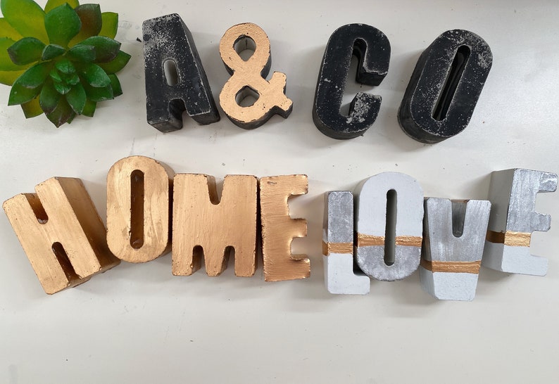 Painted Concrete Letters Cement Decor Hygge Home Decor - Etsy