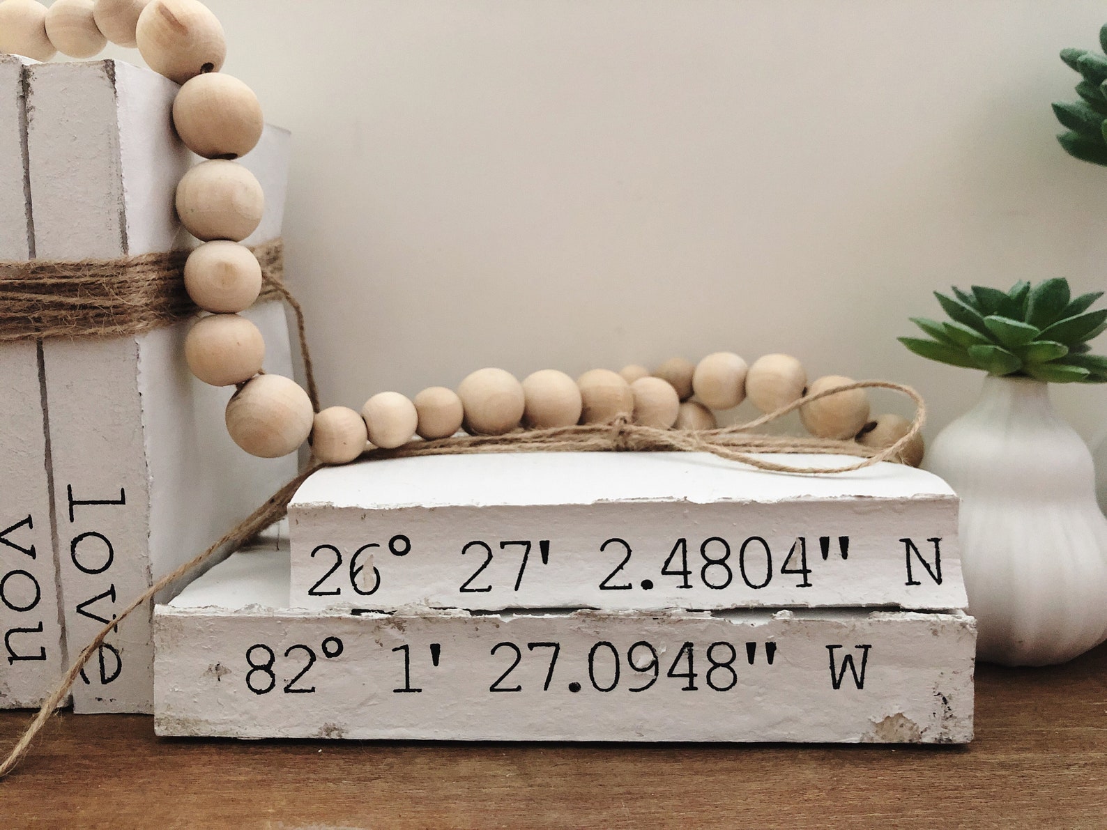 Personalized Book Stack | Stacked Book Set | Stamped Books | Rustic ...