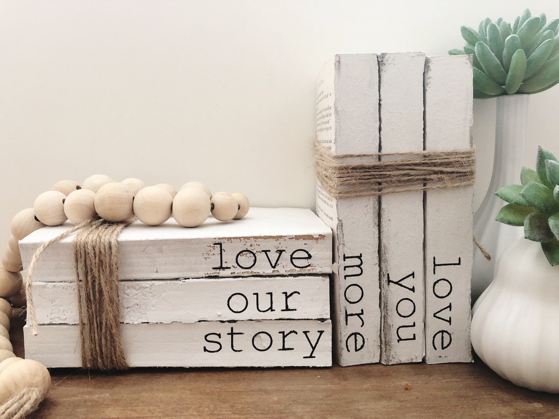 Stacked Books Custom Book Stack Hand Painted Tiered Tray | Etsy