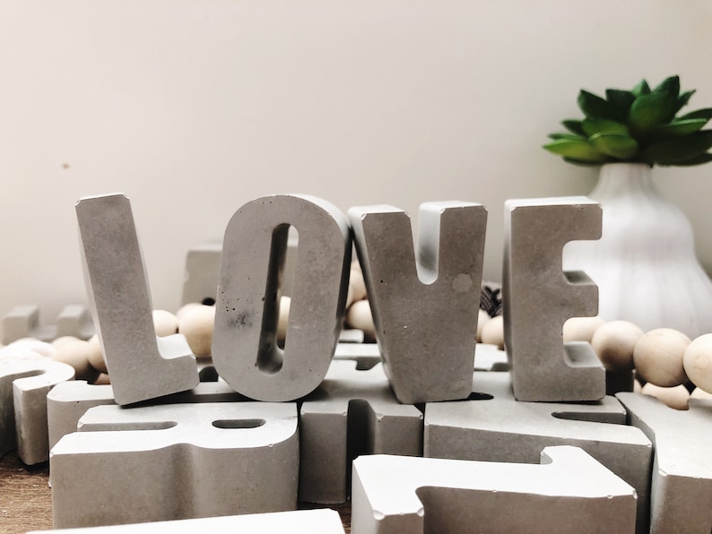 Painted Concrete Letters Cement Decor Hygge Home Decor - Etsy