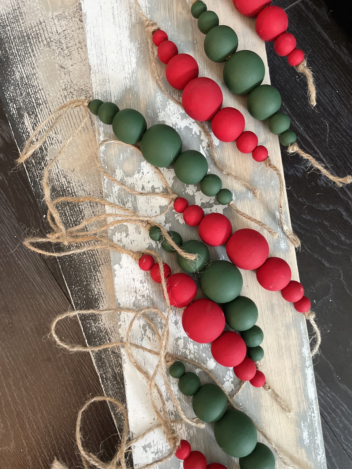 Natural Wood Bead Christmas Ornaments Rustic Farmhouse | Etsy