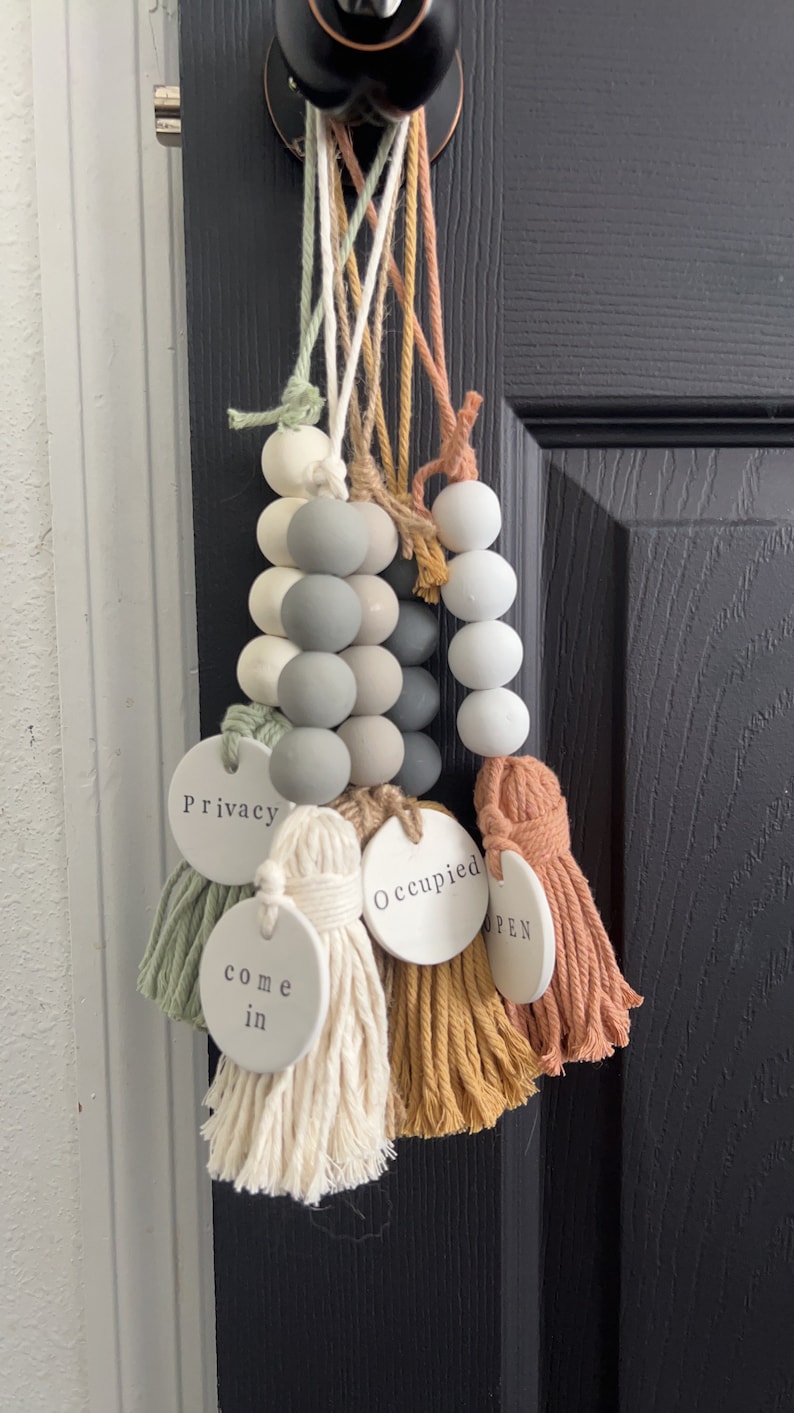 Circle Edition Numbered Door Sign | Wood Bead Tassel Clay Tag | Therapy ...