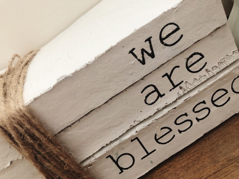 Custom Stacked Books Book Decor Stamped Book Bundle Hand | Etsy