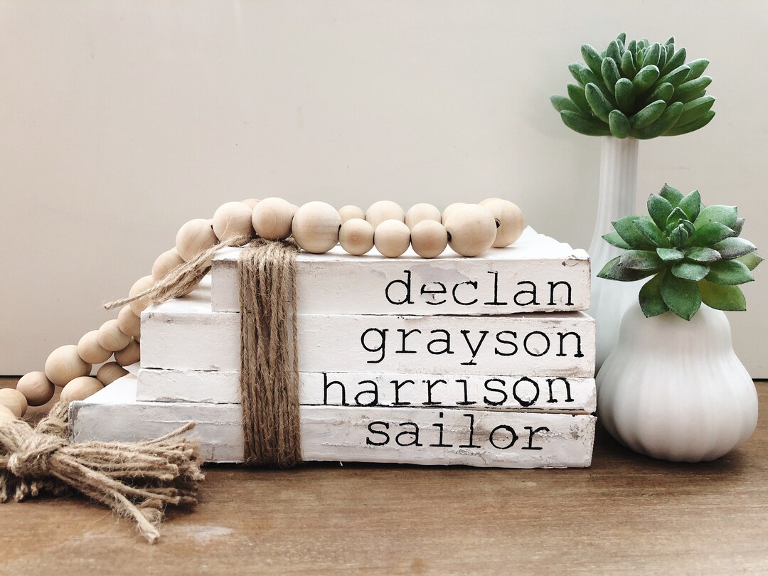 Stacked Books | Custom Book Stack | Hand Painted | Tiered Tray Vignette ...