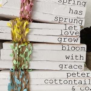 Easter Book Stack | Custom Spring Stamped Books Decor | Easter Spring ...