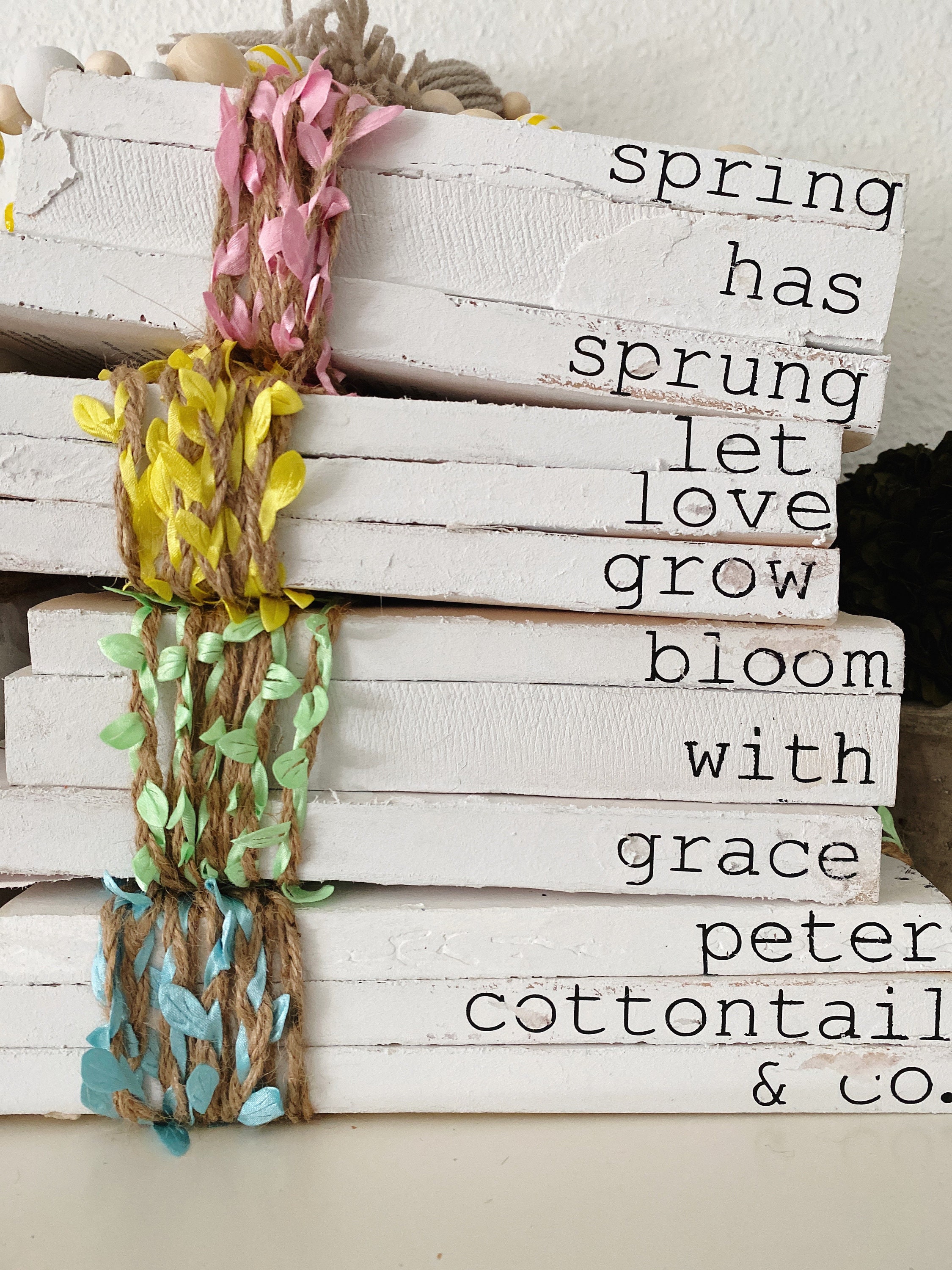 Easter Book Stack Custom Spring Stamped Books Decor Easter | Etsy
