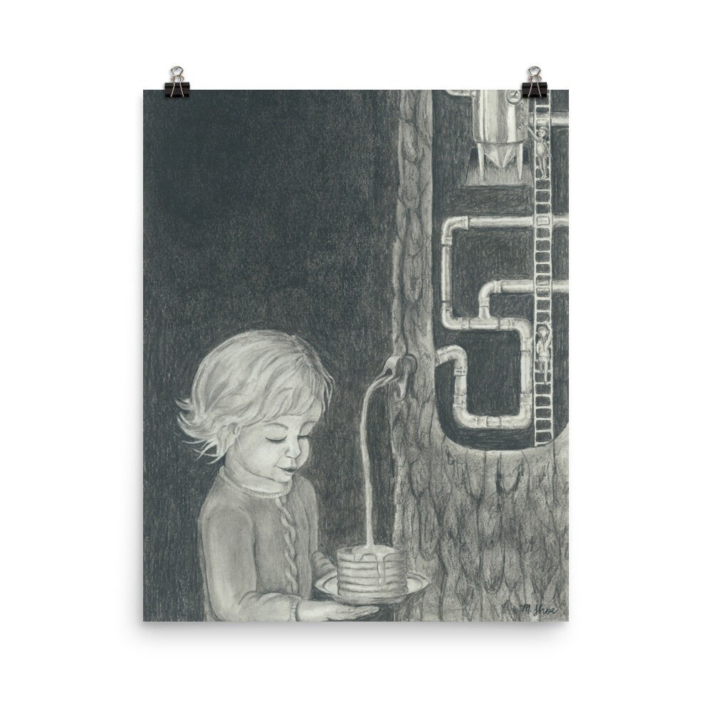 Maple Tap Charcoal Print, Charcoal Drawing, Wall Art, Maple Syrup, Tree ...