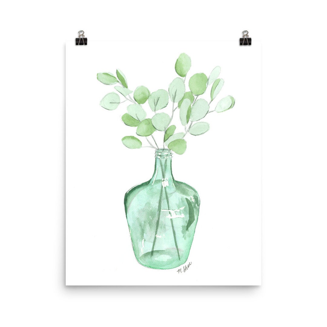 Eucalyptus Leaves Watercolor Print, Watercolor Art, Wall Art ...