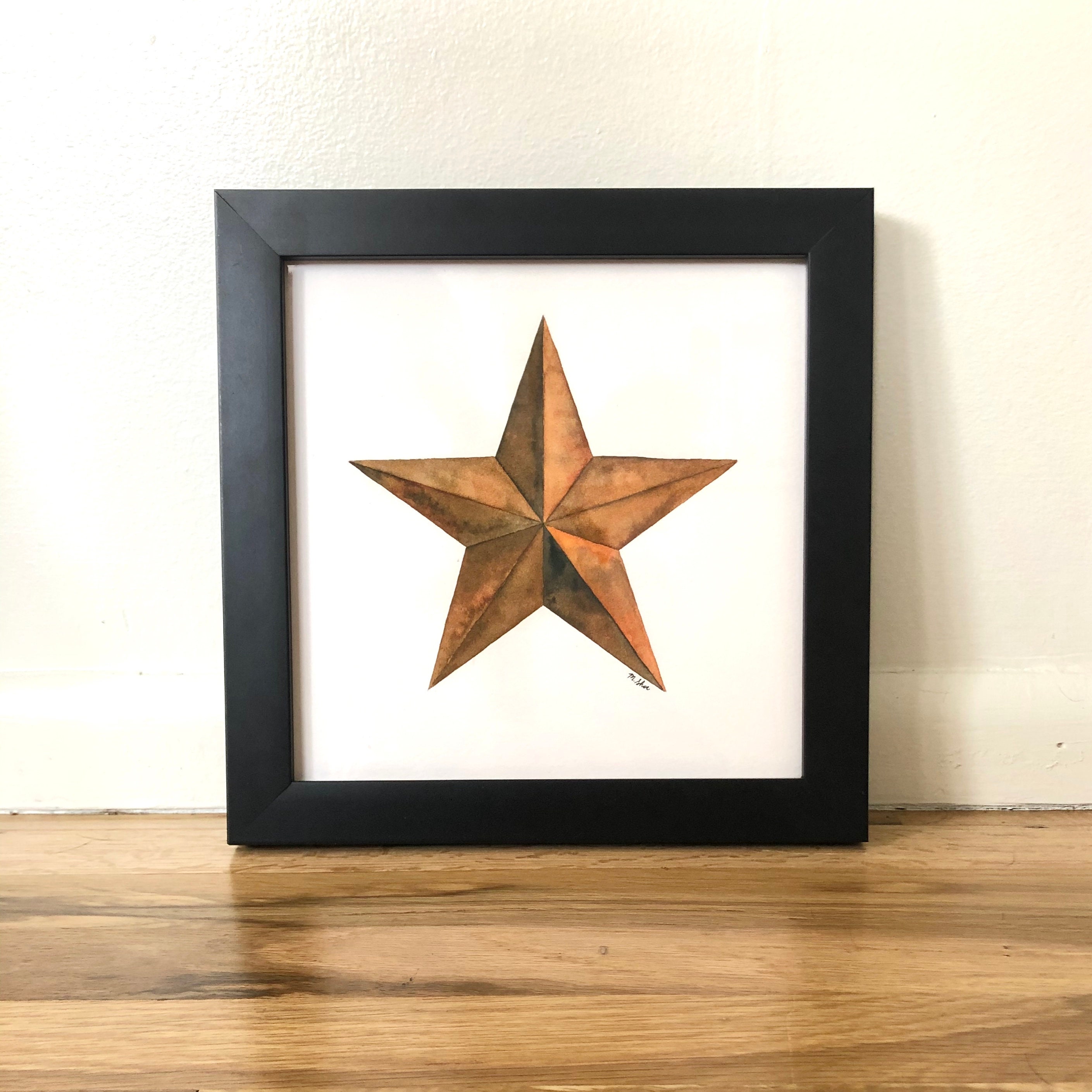 Rusty Star Watercolor Print, Rustic Decor, Wall Art, Farmhouse Decor ...