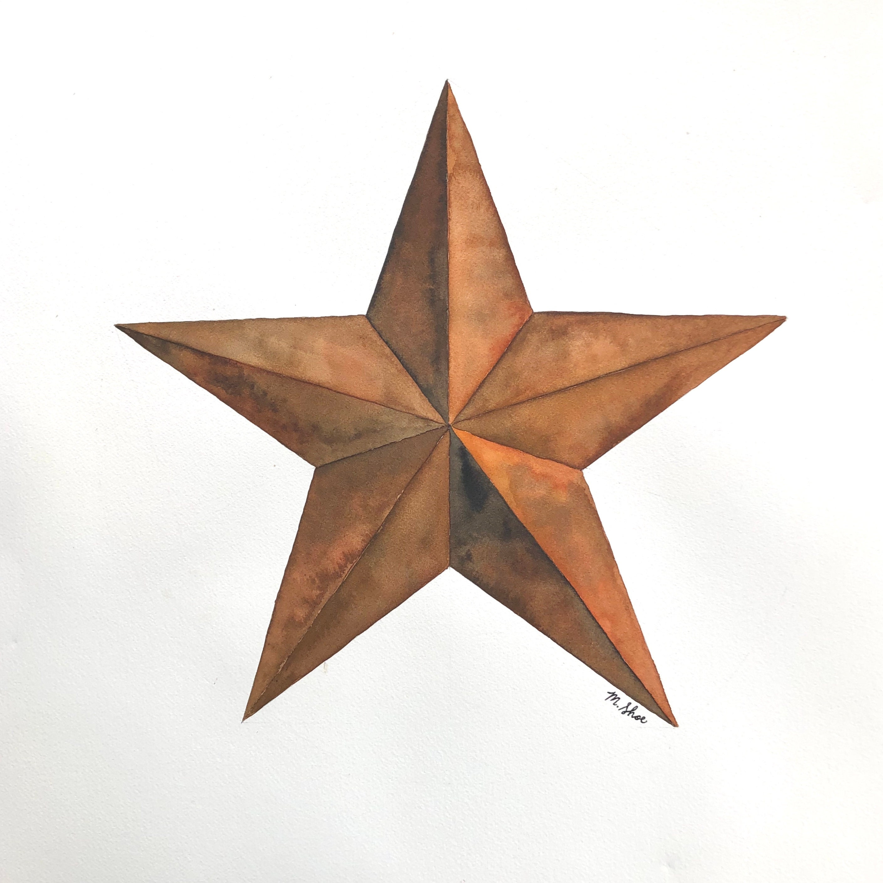 Rusty Star Watercolor Print, Rustic Decor, Wall Art, Farmhouse Decor ...