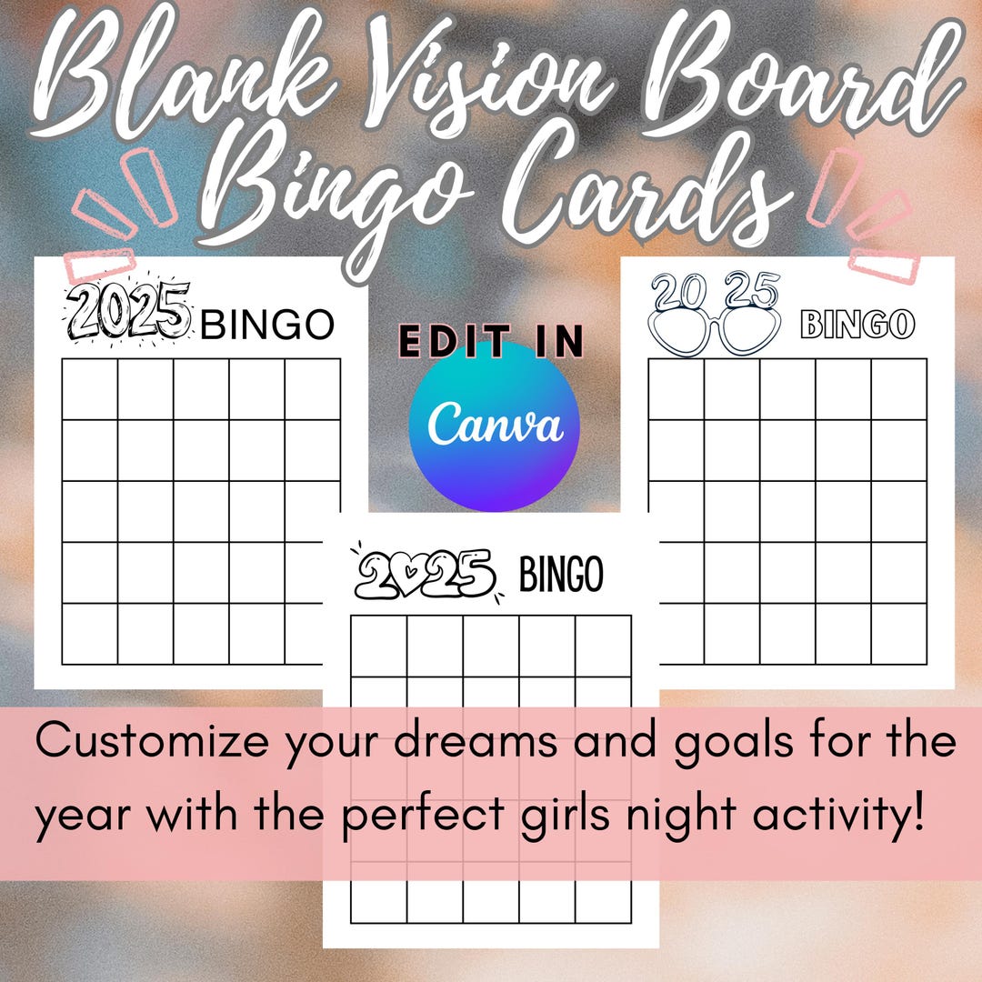 2025 Vision Board Bingo Cards – Printable Digital Download for 2025 ...