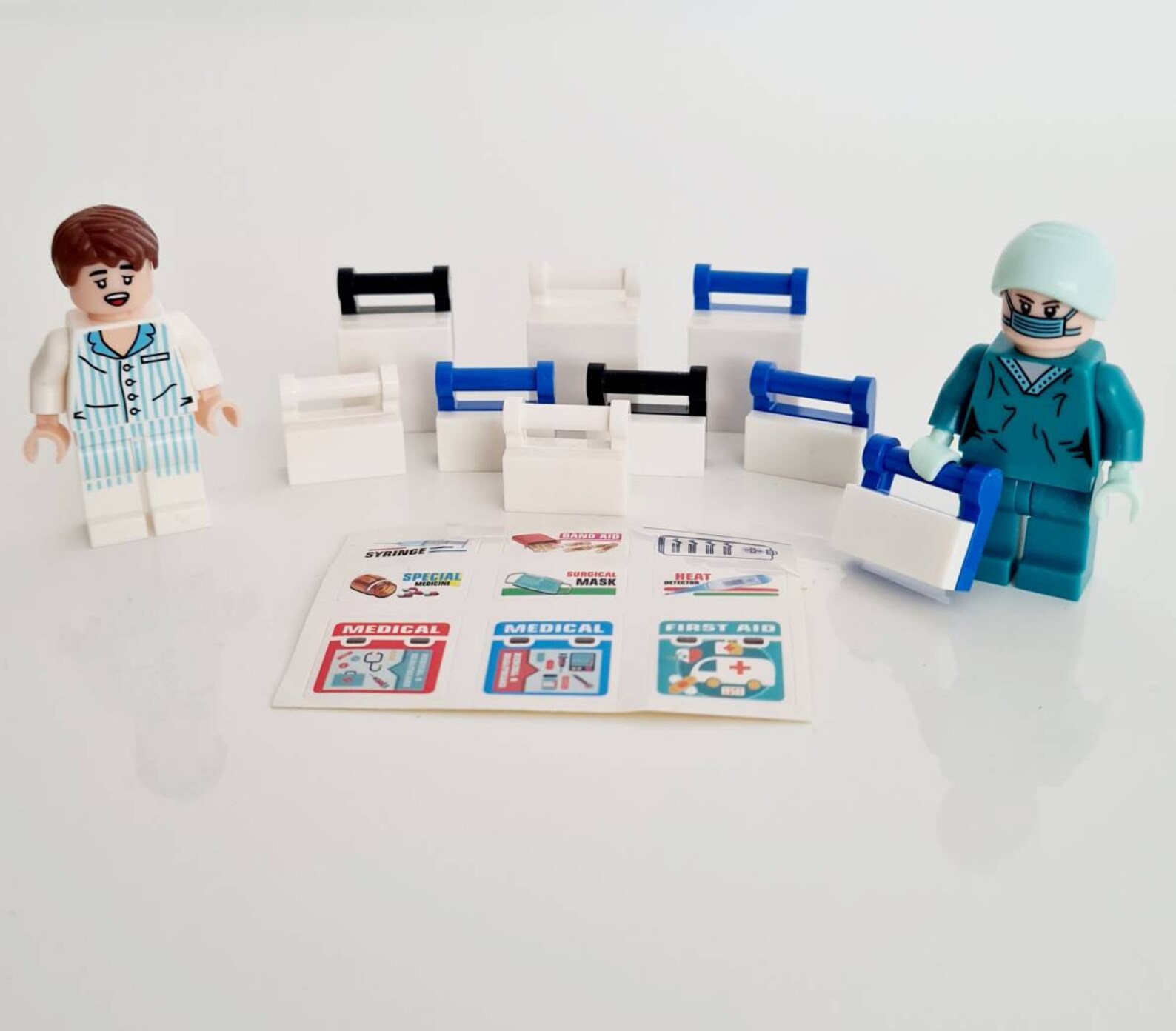 Lego inspired doctor Minifigures set with frist aid bags and | Etsy