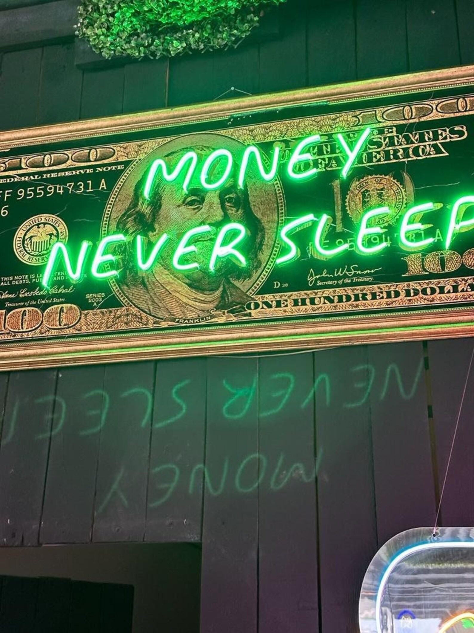 Money Never Sleeps Neon Sign, Neon Painting Art Neon Sign, Money Never ...