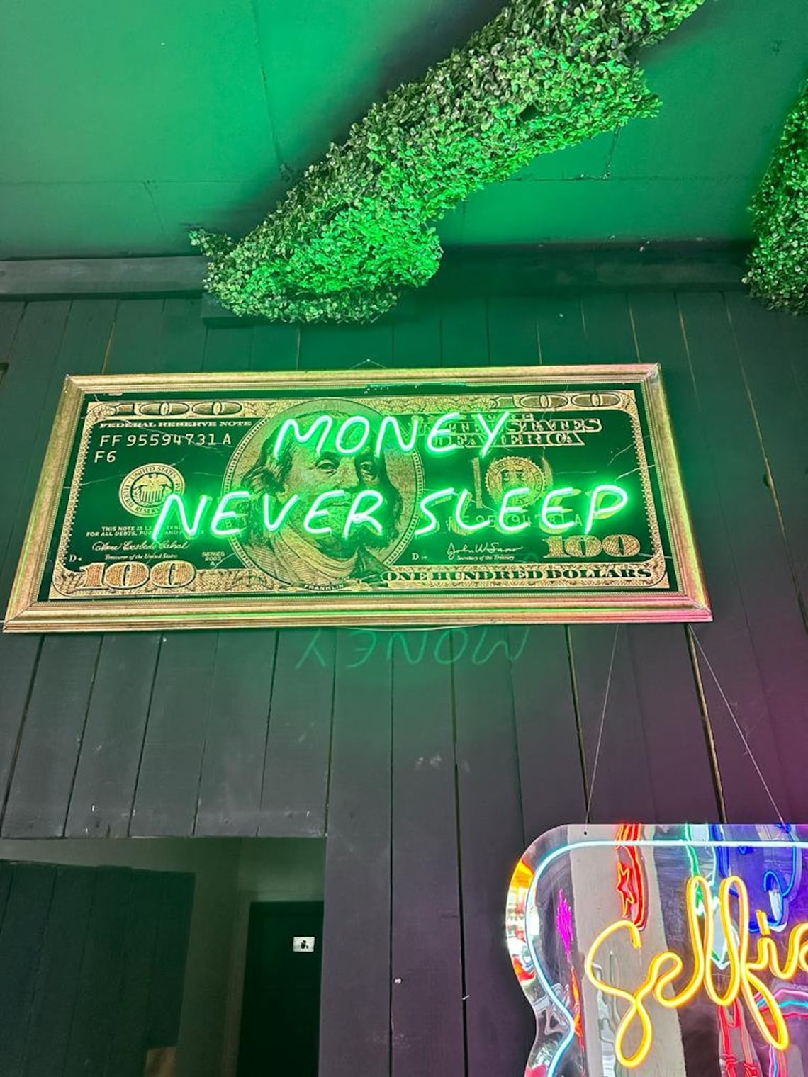 Money Never Sleeps Neon Sign, Neon Painting Art Neon Sign, Money Never ...