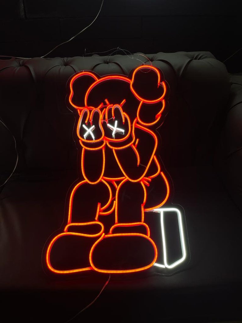Kaws Companion Neon Sign, Kaws Companion Neon Sign Bedroom, Kaws ...