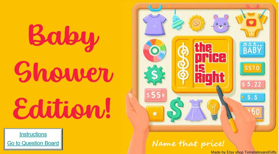 Baby Shower Game the Price is Right - Interactive Activity - Virtual or ...