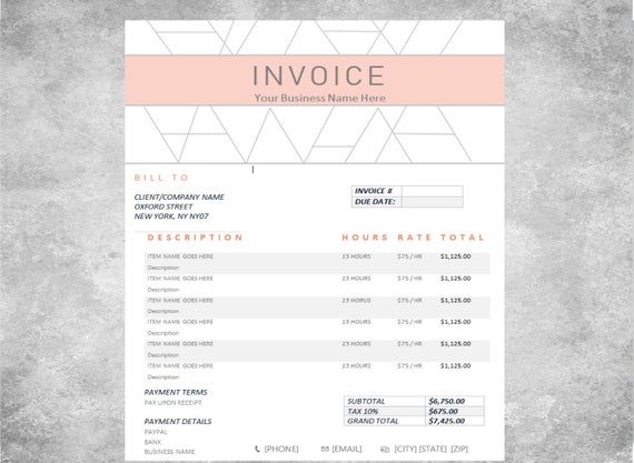 Invoice Template Word Printable Invoice Custom Order Forms | Etsy
