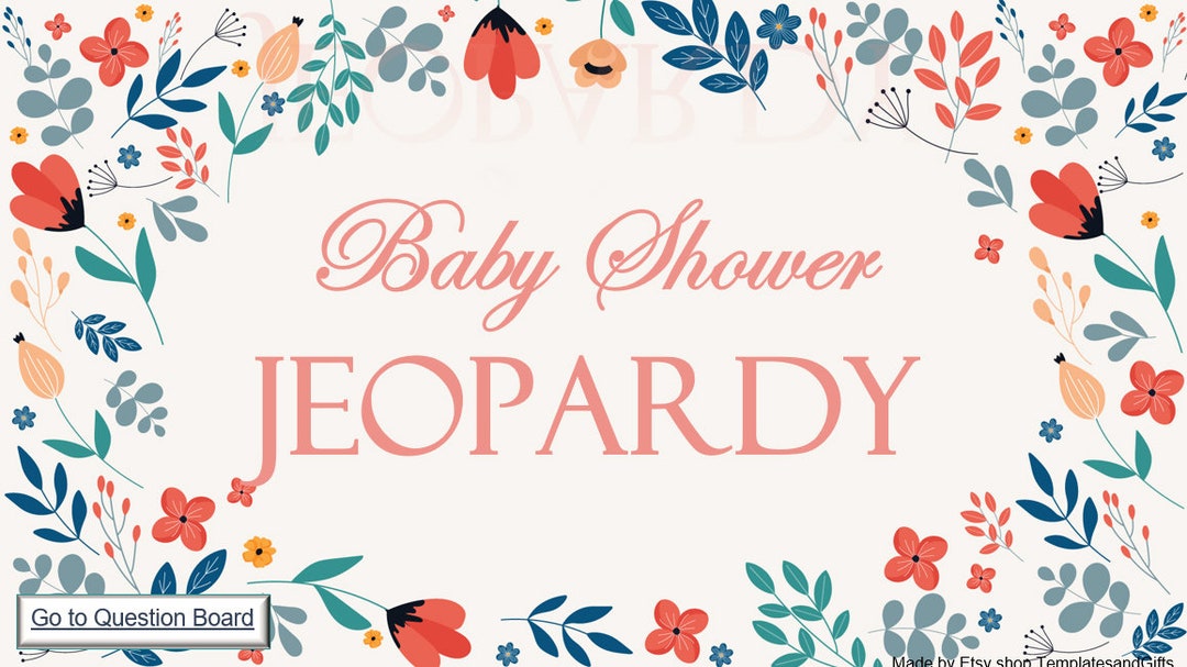 Floral Baby Shower Jeopardy Game – Customizable, Gender Neutral ...