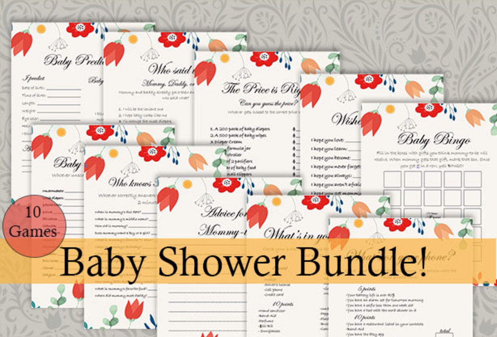Bundle 10 Baby Shower Games Pack, Instant Download Printable ...
