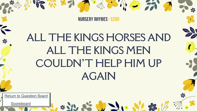 Floral Baby Shower Jeopardy Game – Virtual or In-person (customizable ...