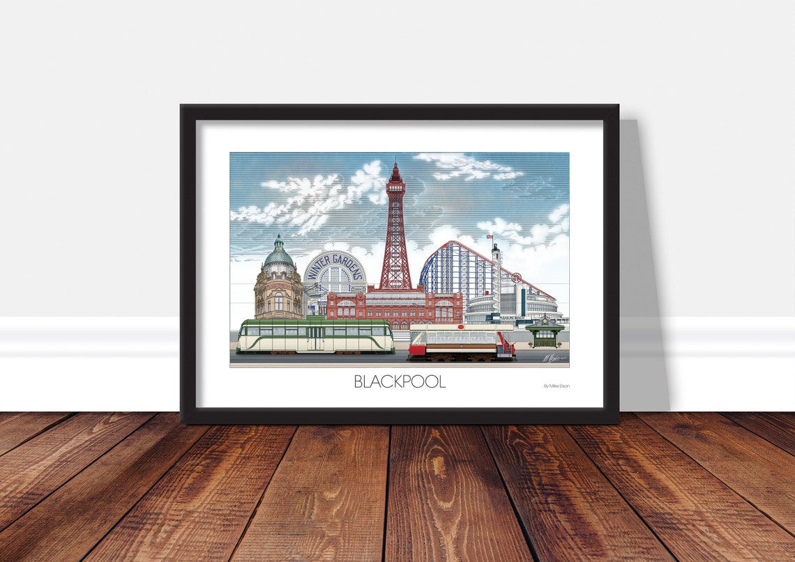 Blackpool Print | Blackpool Poster, Pleasure Beach, Blackpool Tower ...
