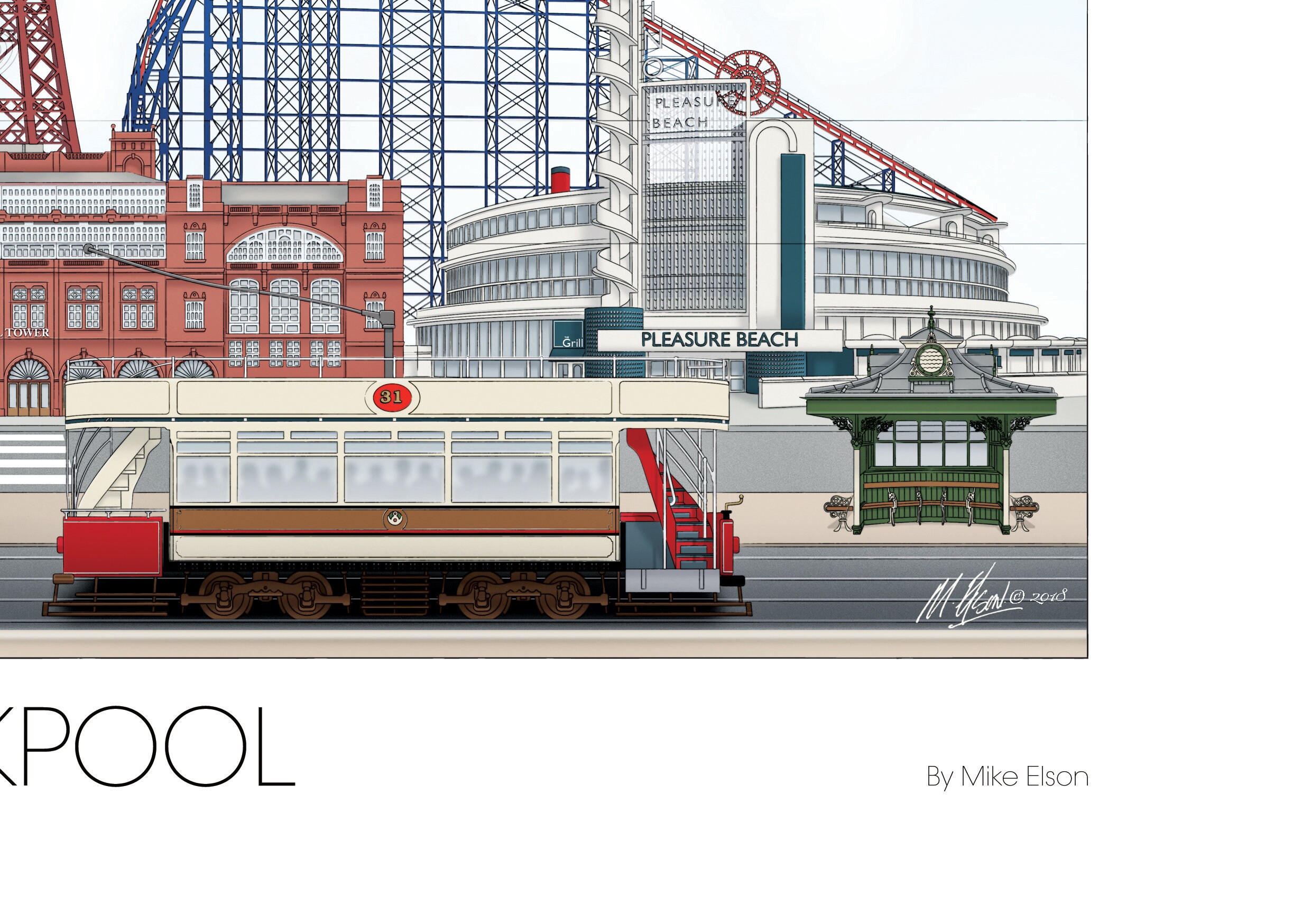 Blackpool Print | Blackpool Poster, Pleasure Beach, Blackpool Tower ...