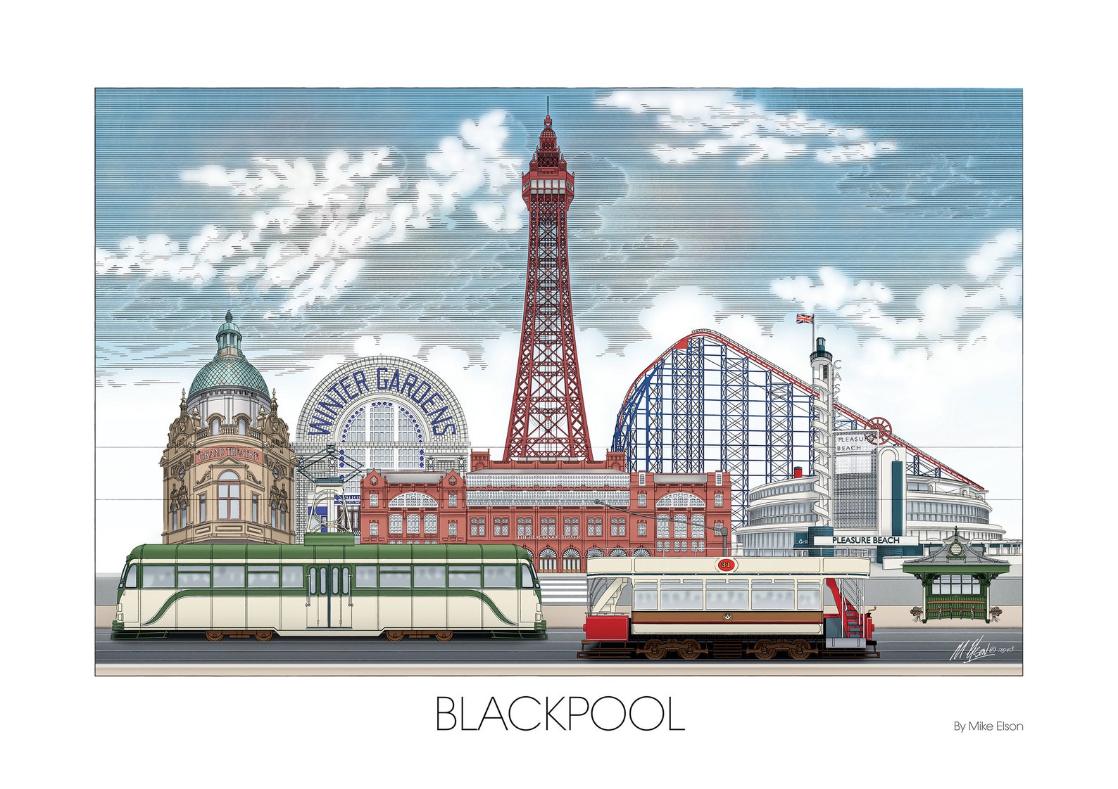 Blackpool Print | Blackpool Poster, Pleasure Beach, Blackpool Tower ...