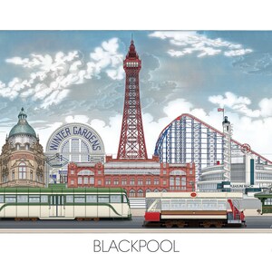 Blackpool Print | Blackpool Poster, Pleasure Beach, Blackpool Tower ...