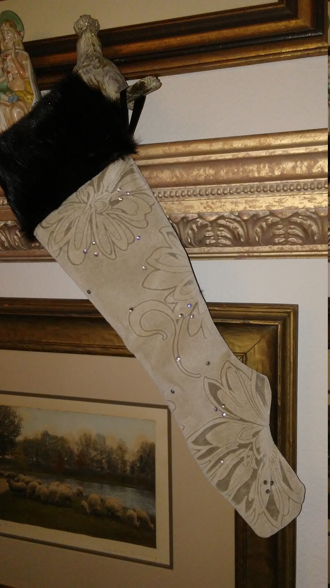 New Heirloom Quality Mink and Crystal Christmas Stocking - Etsy