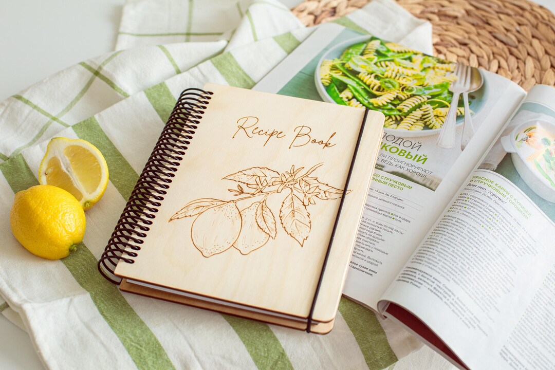 Personalized Gift Recipe Book Binder Custom Wooden Engraved Cookbook ...